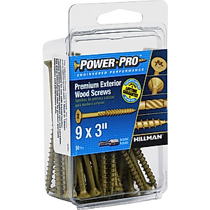 Hillman 42482 Power Pro Premium Exterior Wood Screw, 9 X 3-Inch, 50 Pack