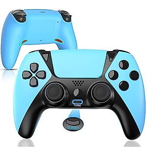 TOPAD Remote for PS4 Controller Compatible with Playstation 4/Pro/Slim/PC/Steam,Sucf Ymir Wireless Gamepad Controls for PS4 Mando with Paddles/Turbo/Precise Joystick/Audio/Bluetooth/Motion Sensor,Blue
