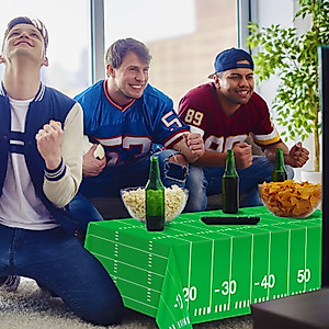 Football Tablecloth 4 Packs, Football Party Decorations, 54"X72" Plastic Table Cover for Football Party Supplies, Disposable Football Table Cloth for Football Theme Party Games