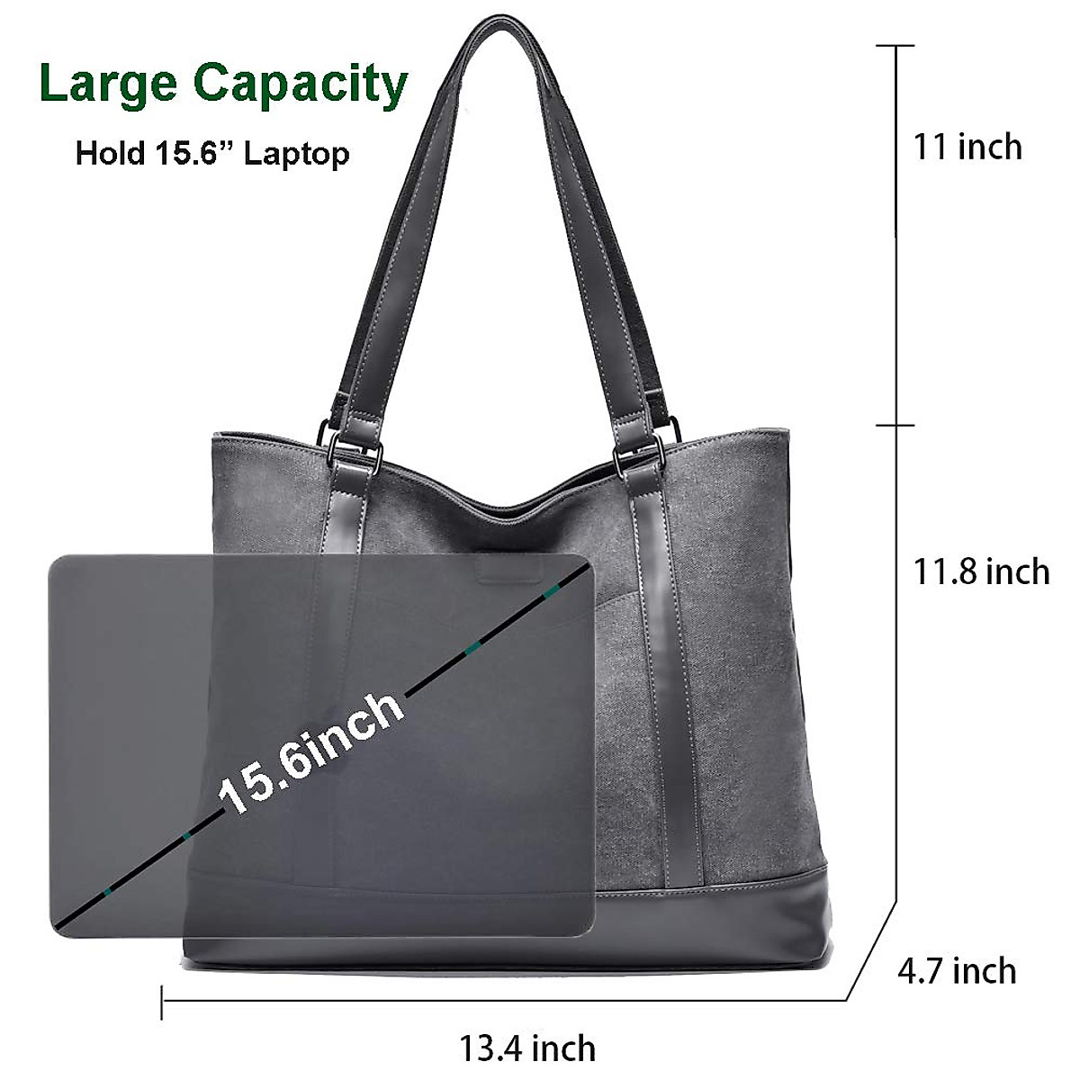 Large Tote Bags for Women 15.6 Inch Laptop Bag Lightweight Canvas Professional Work Briefcase