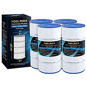 POOLPURE PLFPCC60 Pool Filter Replaces Pentair CCP240, PCC60, Ultral-A4, Unicel C-7469, R173572, 178569, Filbur FC-1975, Clean and Clear Plus 240, L x OD:14 1/8"x7", 4 X 60 sq. ft. Filter Cartridge