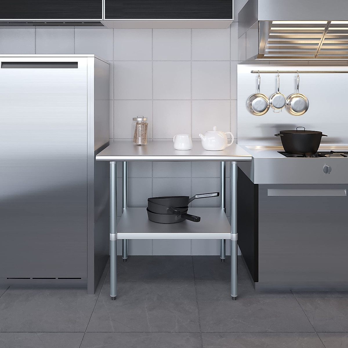 AmGood 30 in. x 36 in. Stainless Steel Table | NSF | Metal Utility Kitchen Prep Work Table