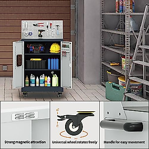 VCGGAIP Metal Storage Cabinet - Garage Storage Cabinet with 2 Doors and 4 Adjustable Shelves,Steel Lockable Garage Cabinets for Office,Home,Garage (Dark Gray and Light Gray, 43 Inch)