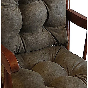 Klear Vu Omega Non-Slip Rocking Chair Cushion Set with Thick Padding and Tufted Design, Includes Seat Pad & Back Pillow with Ties for Living Room Rocker, 17x17 Inches, 2 Piece Set, Chocolate