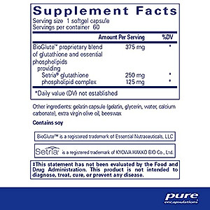 Pure Encapsulations Liposomal Glutathione | Supplement for Immune Support, Liver, Antioxidants, Detoxification, and Free Radicals* | 60 Softgel Capsules