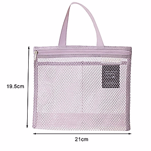 Mesh Toiletry Bag with Portable Handle Zipper Quick Drying Heavy Duty Large Capacity Shower Travel Makeup Organizer Bag for Bathroom, Travel, Swimming, Gym, Camping, College Dorms, Beach Navy Blue