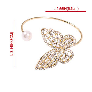 YERTTER Dainty Butterfly Pearl Bangle Gold Open Bangle Bracelet Female Hand Jewelry for Women Bracelets Jewelry Gift for Teen Girls