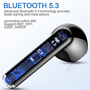 Wireless Earbud Bluetooth 5.3 Headphones, 4 Mic Call Noise Cancelling Wireless Ear Bud with LED Display, 25H Playtime Wireless Earphones, Waterproof Sport Headphones in Ear Buds for Android iOS