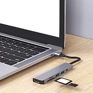 Docking Station Adapter, Type‑C Hub Adapter, 11x3x1cm for Computer Accessory Hard Disk Trans‑Flash Card Travel Use U Disk Memory Card Mouse Key