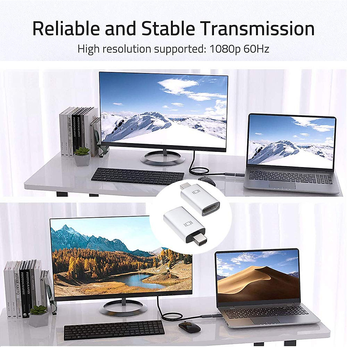 Mini DisplayPort to HDMI 1080P Female Adapter 2 Pack, Thunderbolt to HDMI Converter Compatible with MacBook Air 2022 and Before, MacBook Pro 2015 and Before, Surface Pro 2 3 4 6 and More