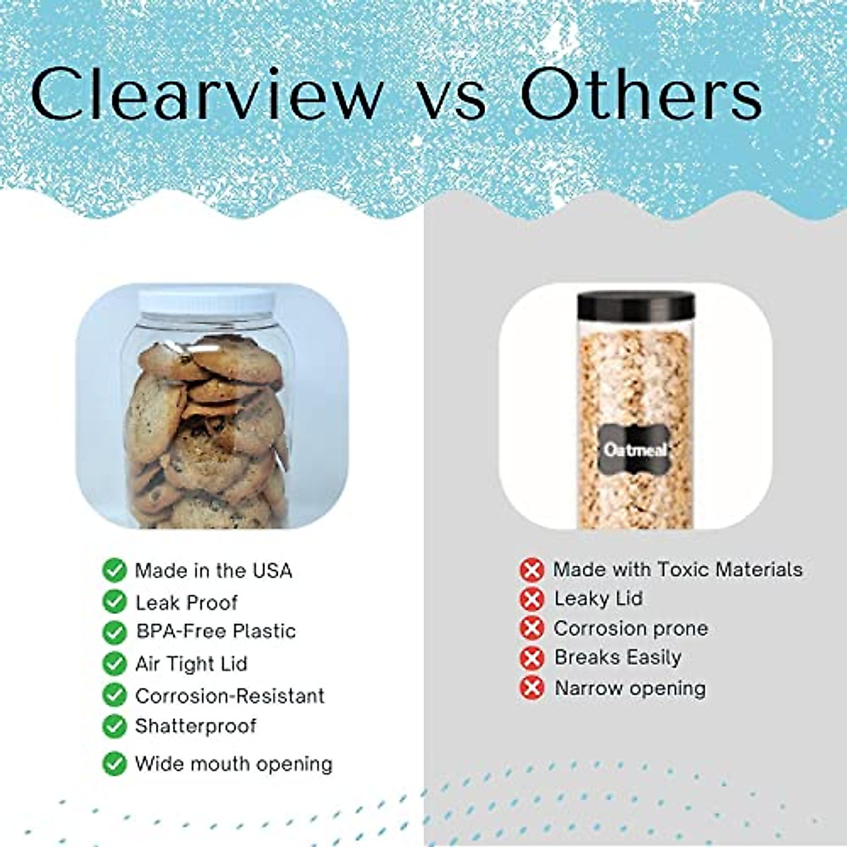 CLEARVIEW CONTAINERS | Airtight Pantry Containers for Arts & Crafts, Peanut Butter, Honey, Jams Flour, Sugar, DIY Slime, Coffee (128 Ounce Jar, 2 Pack)