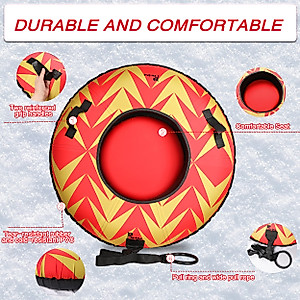 PHETEA Foldable Inflatable Snow Tubes for Sledding Heavy Duty,Towable Snow Tube for Kids and Adults.Commercial Snow Tube,Red