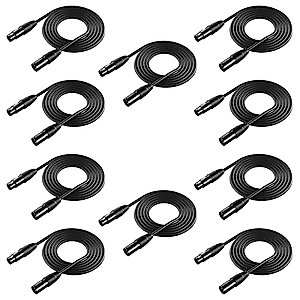 Neewer 10 in 1 Mega Value Pack with 6.5 Feet / 2 Metres XLR Stage Light Cable Wire 3 Pin XLR Male to Female Connector for Moving Main Light PAR Light Headlamp with XLR Input and Output