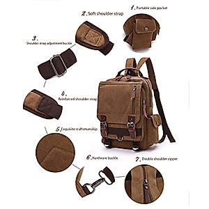 FASNAHOK Canvas Backpack for Women Travel Back Pack Multifunctional Shoulder Bag Vintage Rucksack School Bag Daypack