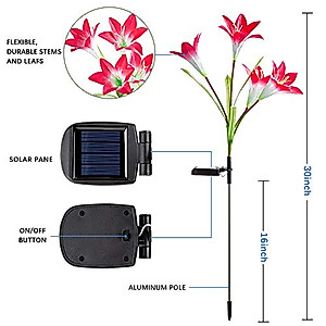 GIGALUMI Mother's Day Gifts, Solar Outdoor Flower Lights, 4 Pack Waterproof Solar Garden Light, Color-Changing Outdoor Light, Solar Lily Flower, Unique Gifts for Dear Mother from Daughter, Son