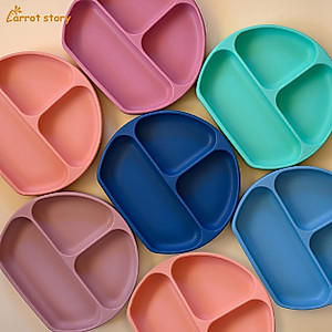 Carrot story 100% Silicone Suction Baby Toddler Plate, 2-Pack, Waterproof Washable Plate, BPA Free, Microwave/Dishwasher Safe (Sweet)