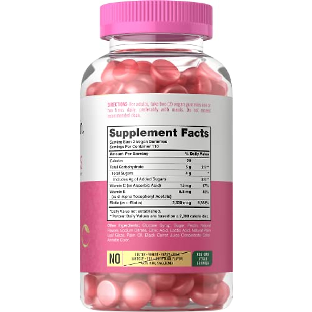 Carlyle Hair, Skin and Nails Gummies | 220 Count | Fruit Flavor Gummy Vitamins | with Biotin | Non-GMO, Gluten Free