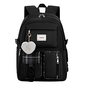 Acmebon Girl Roomy Fashion Laptop Backpack Casual Daily Backpack for Women Black