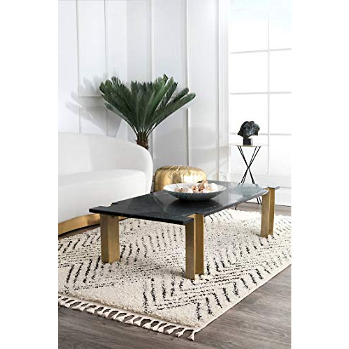 nuLOOM Amanda Moroccan Chevron Tassel Area Rug, 9x12, Off-white