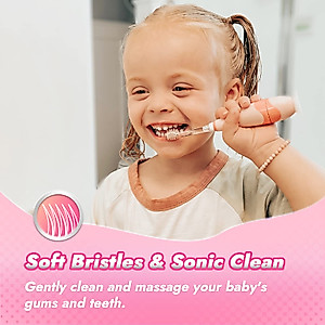 Papablic Toddler Sonic Electric Toothbrush with Covers for Babies and Toddlers Ages 1-3 Years, Doris Bundle with Arya