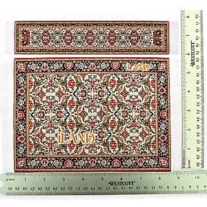 iLAND Miniature Dollhouse Accessories of Woven Dollhouse Rug 9.4” x 5.7” 9.2" x 1.8" for Dollhouse Furniture on 1/12 Scale and Dolls 3” - 12” (2pcs Spring)