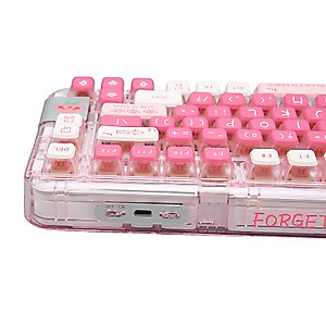 ASHATA Pink Mechanical Keyboard, Bluetooth Cute Keyboard, 2.4G Wireless Type C Wired Gaming Keyboard with RGB Backlight for iOS for Windows