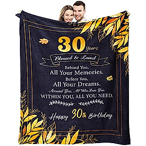 30th Birthday Gifts for Her or Him, 30 Year Old Birthday Gifts for Women Men, Happy 30th Birthday Decorations, Dirty 30 Birthday Gifts for Woman, 1993 Thirty Birthday Gifts Throw Blanket 60 x 50 inch