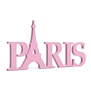 Bnesi Paris Decor for Bedroom, Removable Parisian Themed Eiffel Tower Decor Word Sign for Girls Bedroom, Elegant Paris Bathroom Decor Ideal as French Room Accent or Wall Art (Pink)
