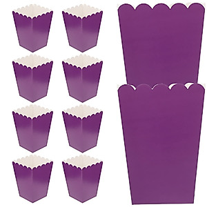 jojofuny 50pcs Boxes Popcorn Box Snack Candy Popcorn Bags Snack Containers Paper Popcorn Buckets Popcorn Cups Mini Popcorn Buckets 250g White Cardboard Purple Disposable Ice Bucket