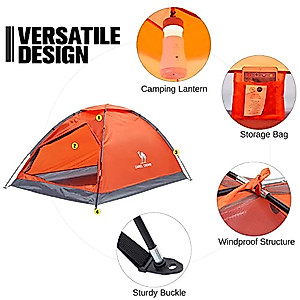 CAMEL 2 Person Camping Dome Tent, Waterproof,Spacious, Lightweight Portable Backpacking Tent for Outdoor Camping/Hiking (Orange)