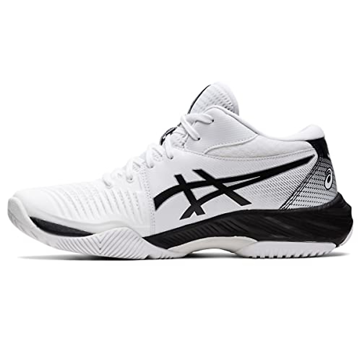 ASICS Men's Netburner Ballistic FlyteFoam Mid Top 3 Volleyball Shoes, 9, White/Black