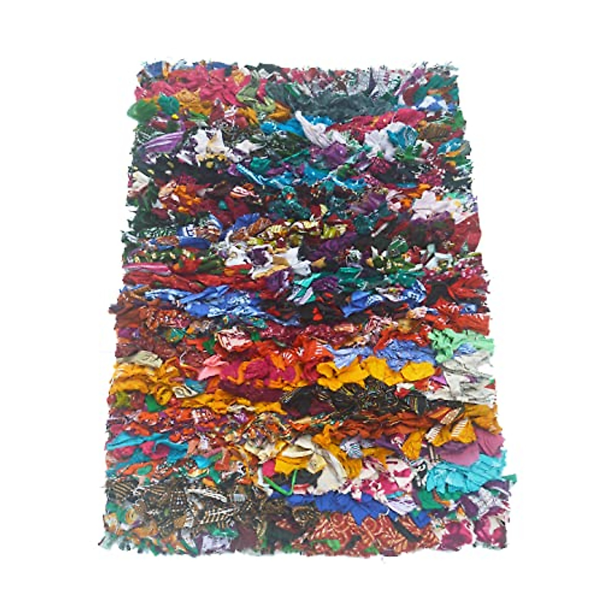 Chardin home Rainbow Shag Rug Multi Color | Boho Rug for Bedroom, Kitchen, Entrance Bathroom and More | Recycled Rag chindi Shaggy Rug 20x30 Inch.