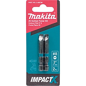 Makita A-96796 Impactx 8 Slotted 2″ Power Bit, 2 Pack