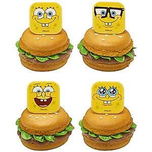 DecoPac SpongeBob SquarePants™ Mood Faces Rings, SpongeBob Cupcake Decorations Featuring SpongeBob SquarePants, Yellow - 24 Pack