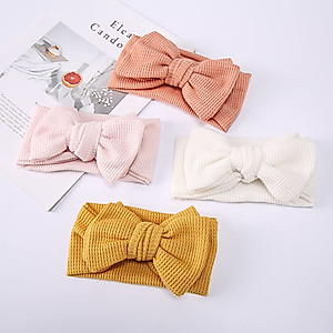GEZISAN Baby Headbands Waffle Hairband with Bows for Baby Girls Newborn Infant Toddlers Kids