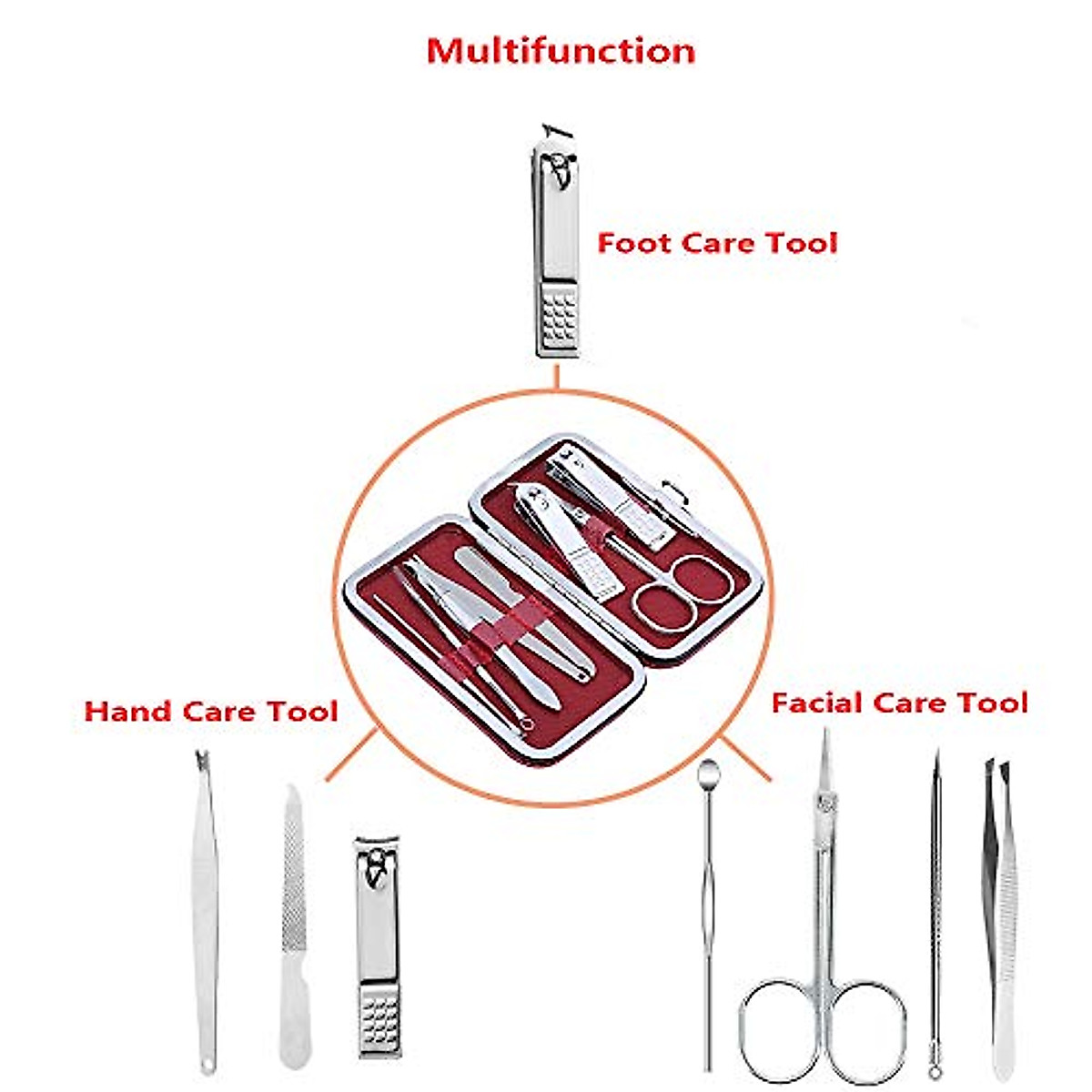 Uouteo Nail Clippers Kits 8 PCS Pink Manicure Pedicure Kit with Travel Case