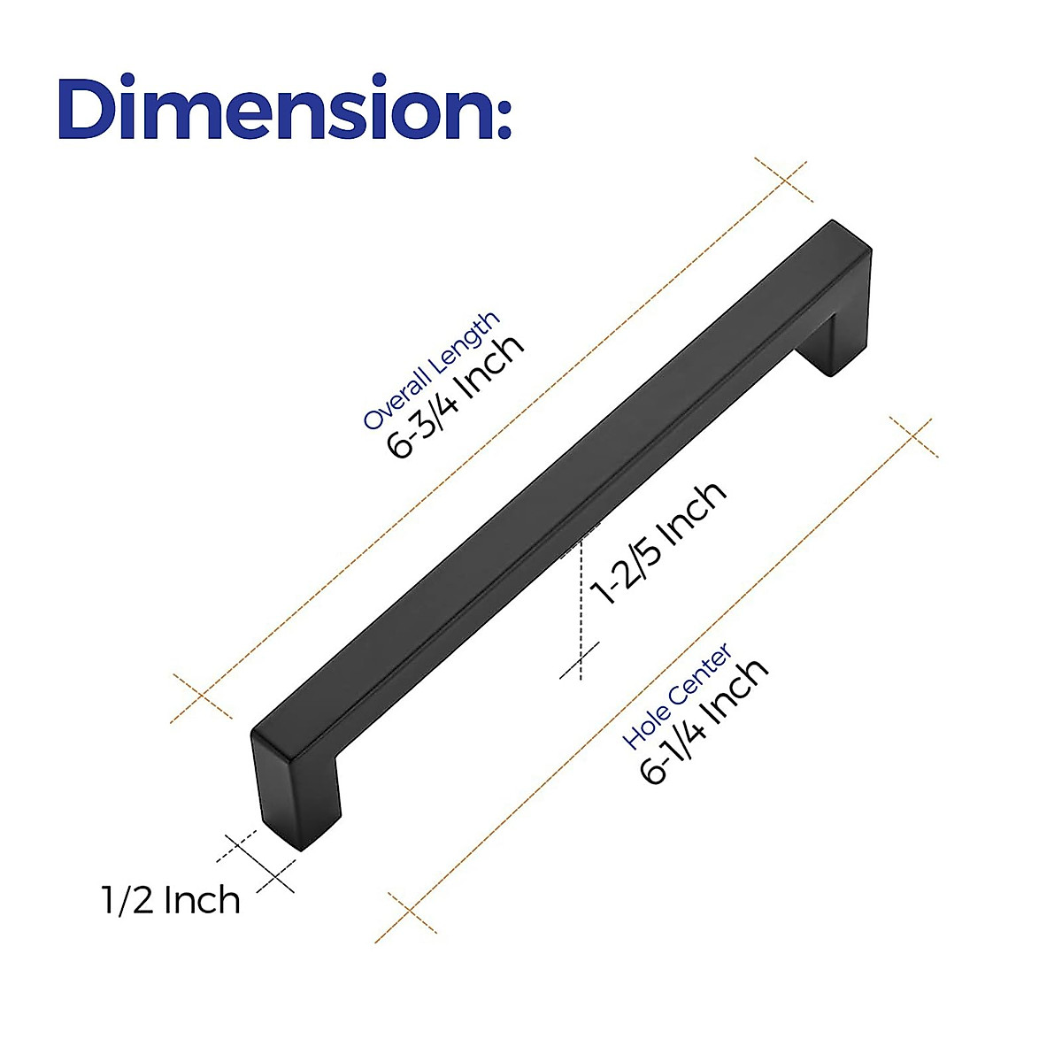 Ravinte 30 Pack 6-1/4 Inch Kitchen Square Cabinet Handles Matte Black Stainless Steel Drawer Pulls Hardware