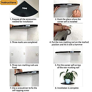 Suwimut Set of 3 Corner Mounting Shelf, Rustic Wood Floating Wall Mounted Storage Shelf with White Finish for Living Room, Bedroom, Bathroom, Kitchen, Office