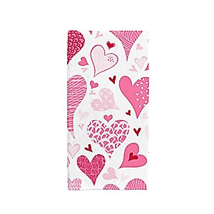 My Little Nest Cute Romantic Pink Hearts Hand Towels Soft Bath Towel Absorbent Kitchen Fingertip Towel Quick Dry Guest Towels for Bathroom Gym Spa Hotel and Bar 30 x 15 Inch