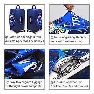 TRAVEL KIN Thickened Luggage Cover ，Washable Travel Gear Cover，18/24/28/32 Inch Suitcase Spandex Protective Cover (M(22"-24" luggage), TRAVEL)