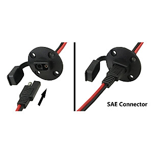 CERRXIAN 30CM 12AWG SAE Socket Solar Weatherproof Sidewall Port DIY Cord, SAE Quick Disconnect Wire Harness Panel Mount Power Cable with Cap for Motorcycle, Car, Generator