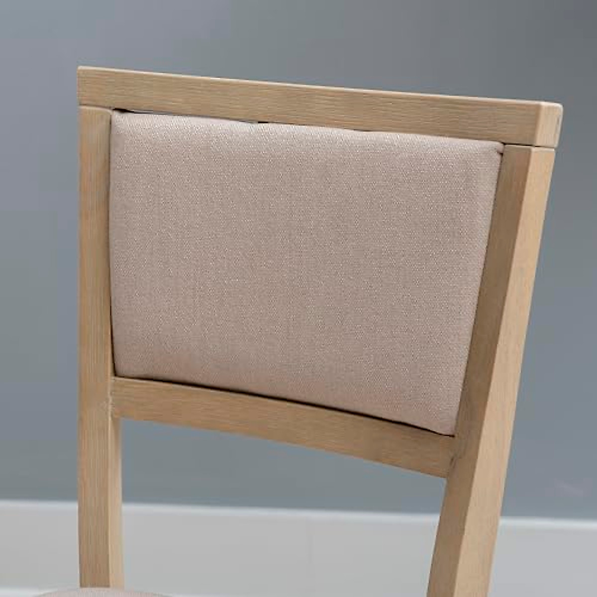 Linon Keira Wooden Folding Chair Upholstered Seat and Back Set of 2, Dining Height, Rustic Natural & Beige