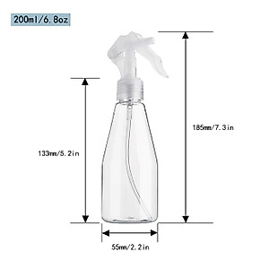 dedoot Clear Spray Bottle for Hair, Plant Mister Spray Bottle, 2 Pack Empty Small 7oz Plastic Refillable Trigger Sprayer, Leak Proof Spray Bottles for Cleaning Solutions, Hair Care, Essential Oils
