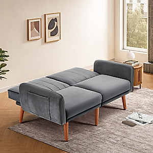 JOMEED 65" Velvet Loveseat Sofa,Modern Couch for Living Room,Futon Sofa Bed with Adjustable Backrest for Small Spaces,Dorm,Apartment