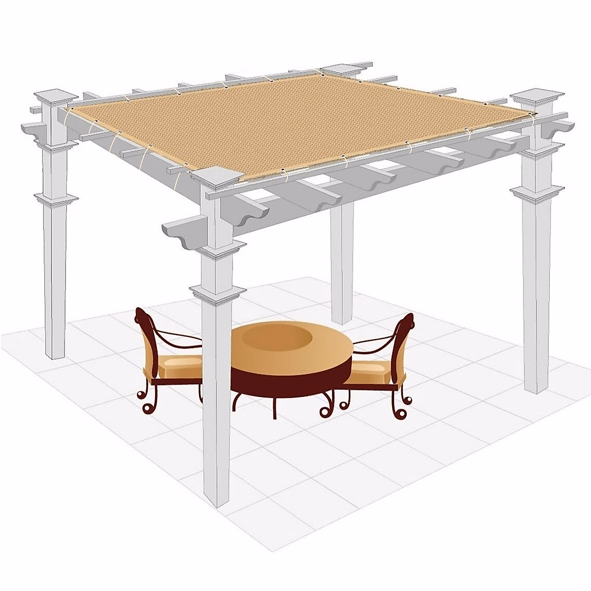 Shatex 90% Shade Fabric 10x 12ft Sun Shade Cloth with Grommets for Pergola Cover Canopy Wheat, 12 Bungee Balls