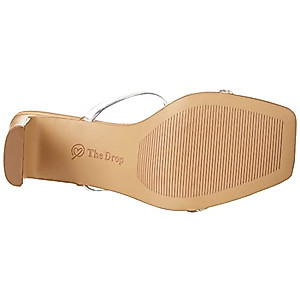 The Drop Women's Avery Square Toe Two Strap High Heeled Sandal, Clear, 7.5