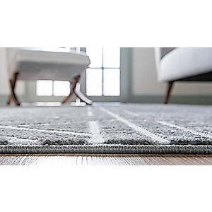 Rugs.com Lattice Trellis Collection Rug – 6' x 9' Gray Low-Pile Rug Perfect for Living Rooms, Large Dining Rooms, Open Floorplans