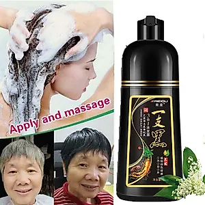 Instant Hair Colouring Shampoo, 3 in 1 Black Hair Shampoo, Instant Black Hair Dye Shampoo Darkening Shampoo Hair Growth Shampoo for Men Women, Regain Colour & Youth for Your Hair