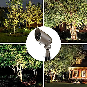 4W LED Landscape Lighting Landscape Lights Spotlights GL103-BZLED8 AC/DC 12V Low Voltage Warm White Waterproof for Driveway,Yard, Lawn,Patio,Walls,Trees,Flags,Outdoor Light (Bronze, 8 Pack)