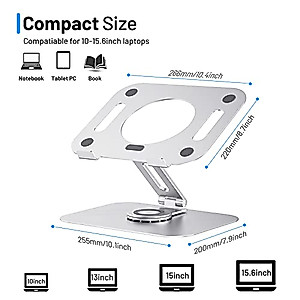 SANMOON Laptop Stand — 360° Swivel & Adjustable Laptop Stand for Desk, Ergonomic Laptop Riser for Collaborative Work, Foldable & Portable Computer Stand for All MacBook / Laptops up to 15.6 inches.